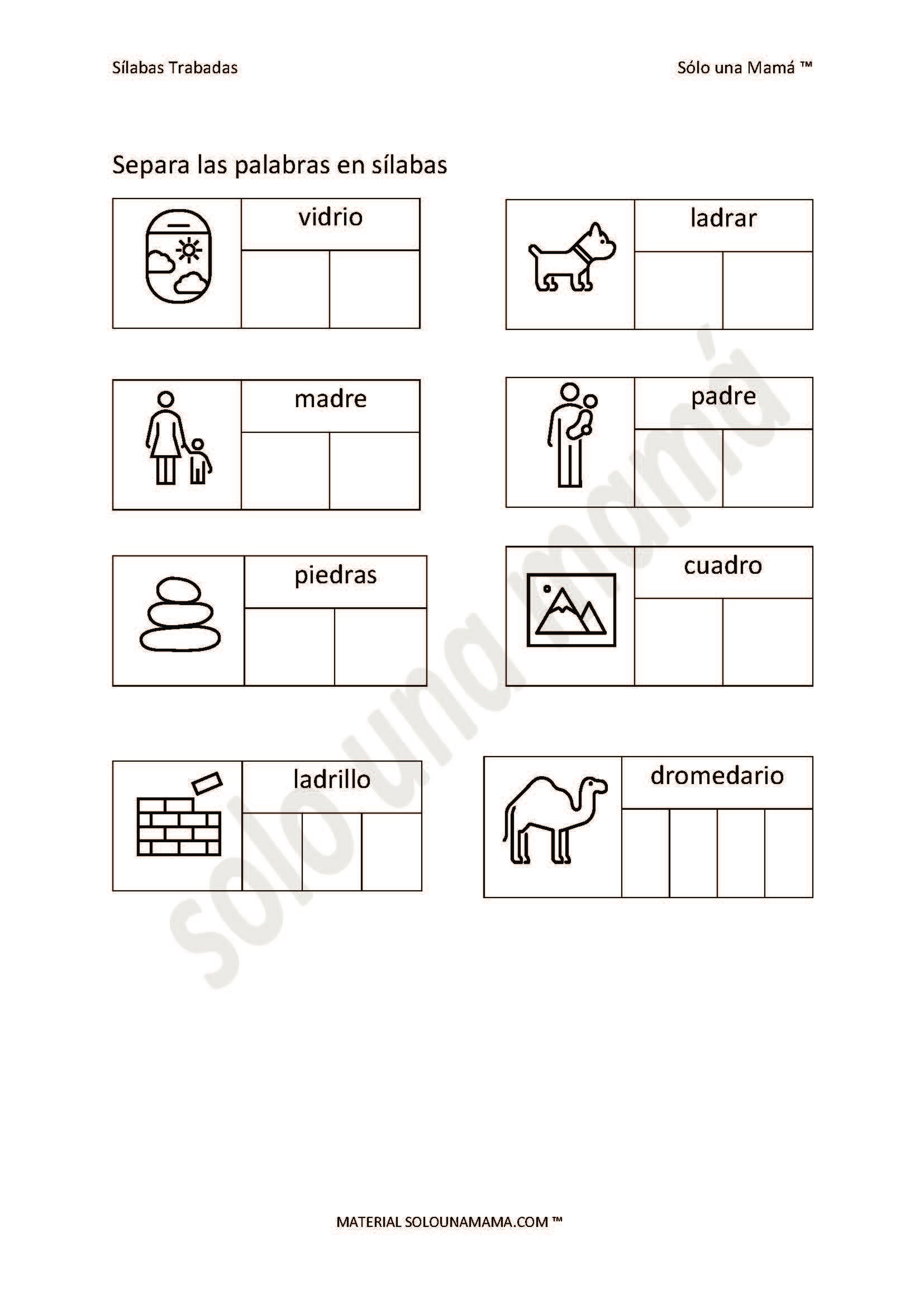 Ejercicios con Sílabas Trabadas DR - Sólo Una Mamá