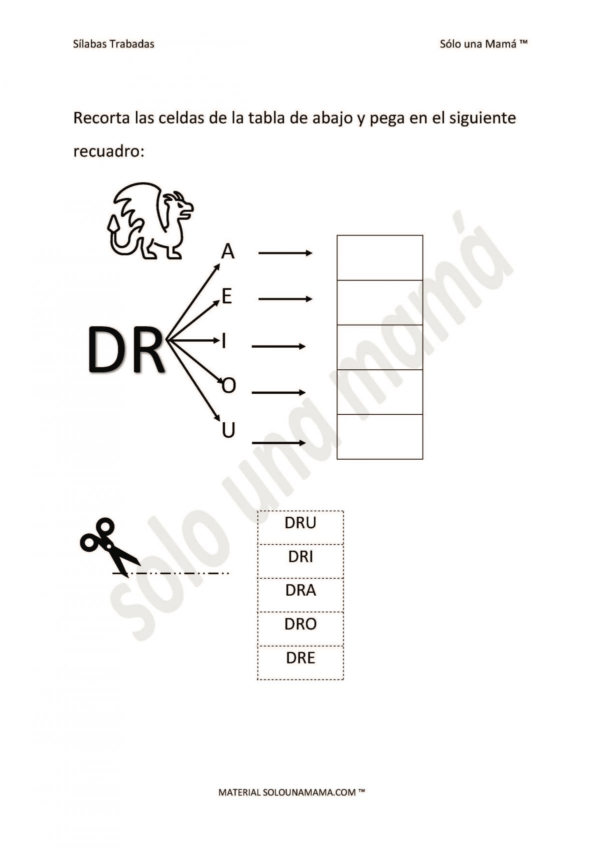 Ejercicios con Sílabas Trabadas DR - Sólo Una Mamá