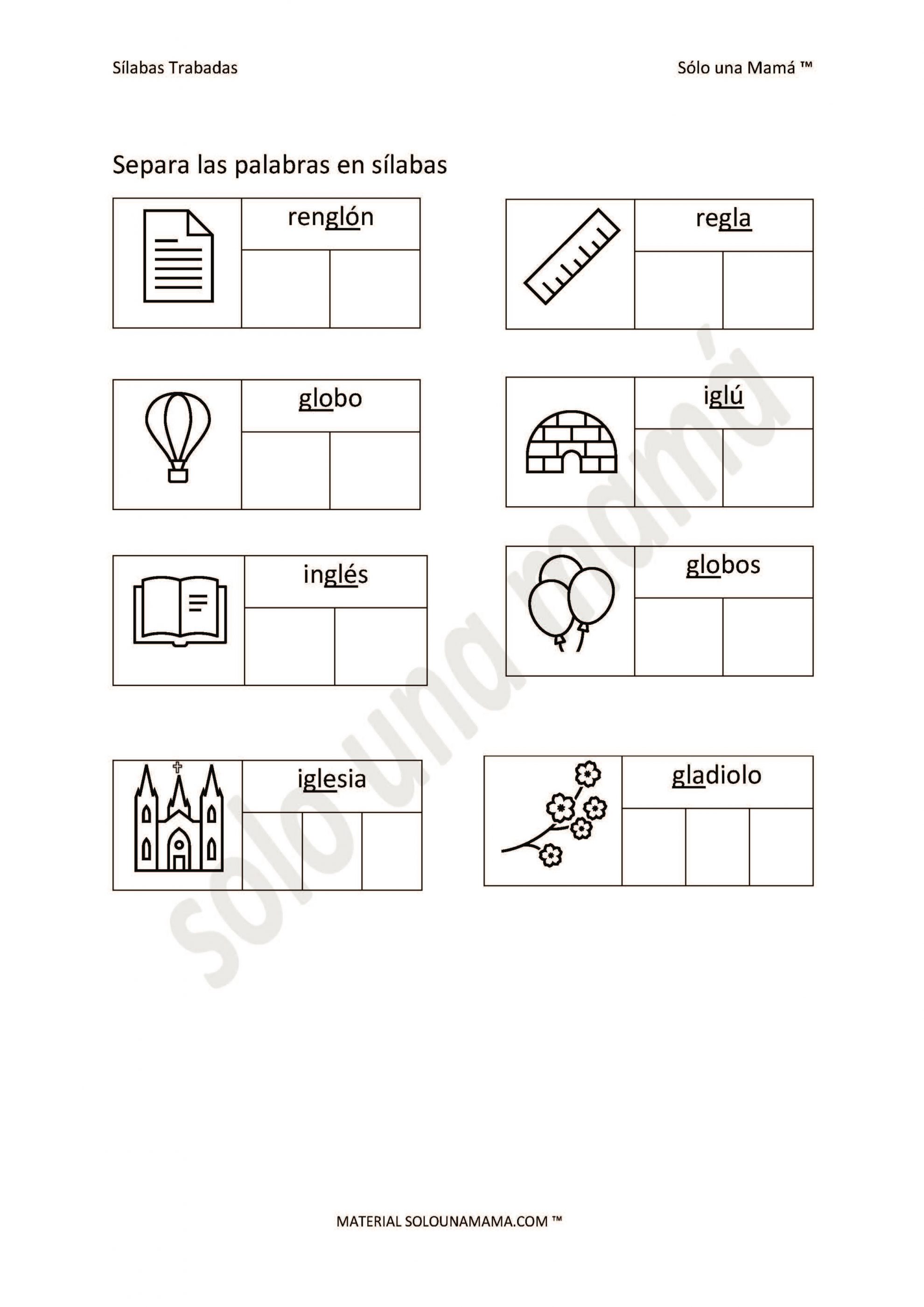 Ejercicios con Sílabas Trabadas GL - Sólo Una Mamá
