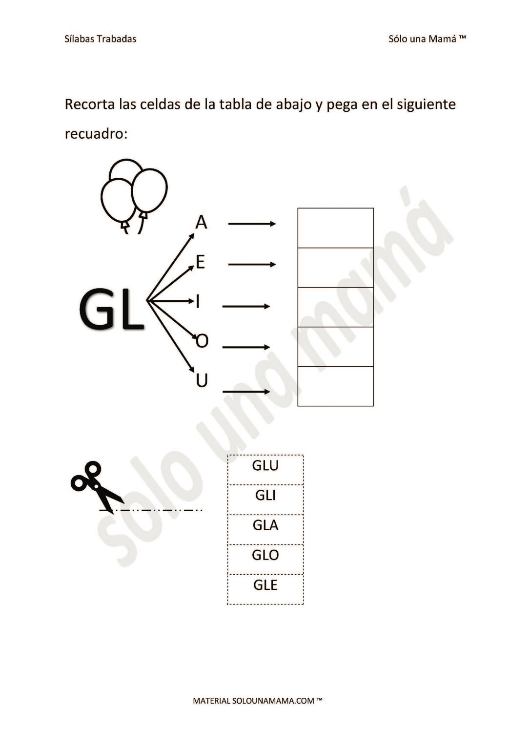 Ejercicios con Sílabas Trabadas GL - Sólo Una Mamá