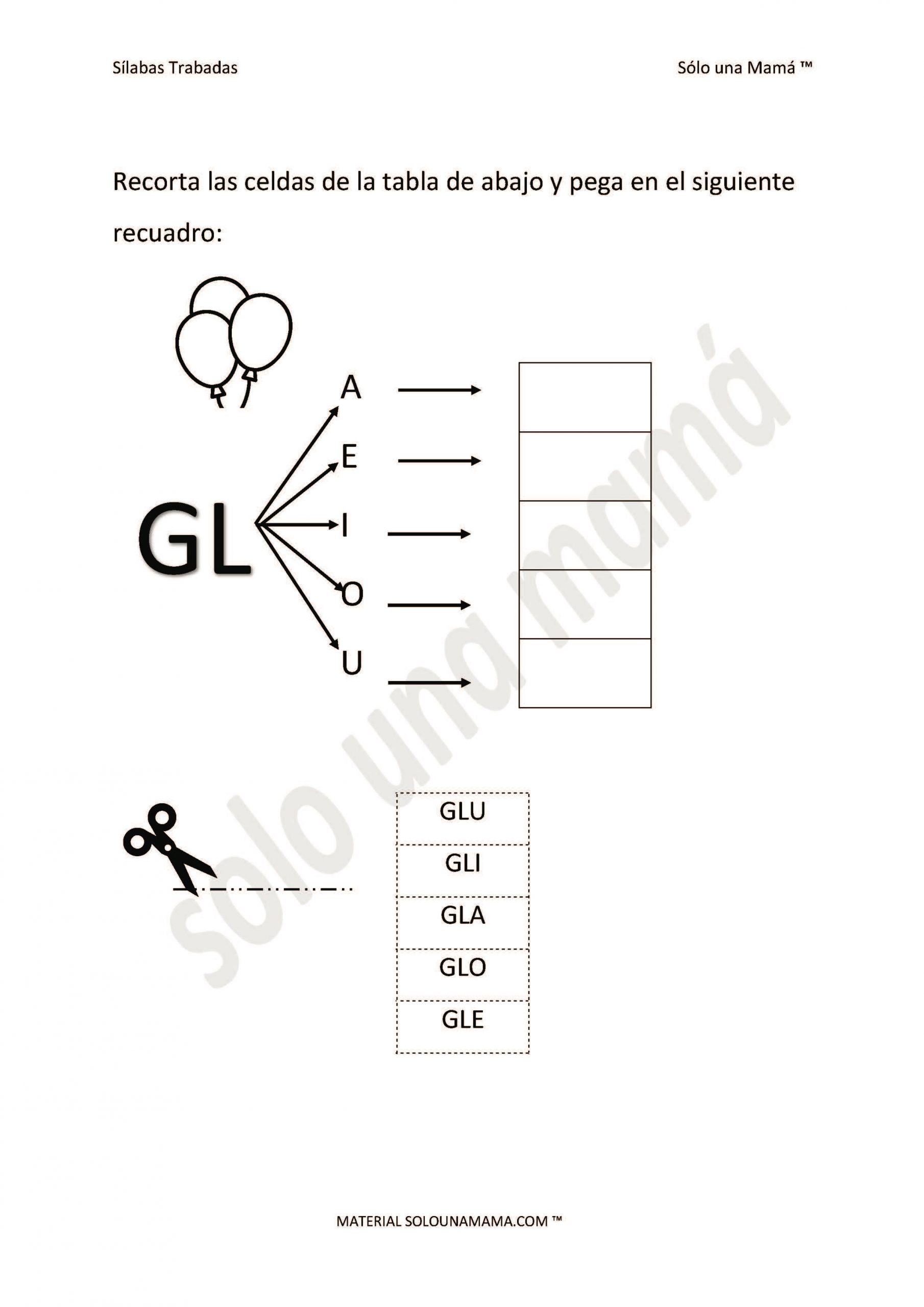 Ejercicios con Sílabas Trabadas GL - Sólo Una Mamá