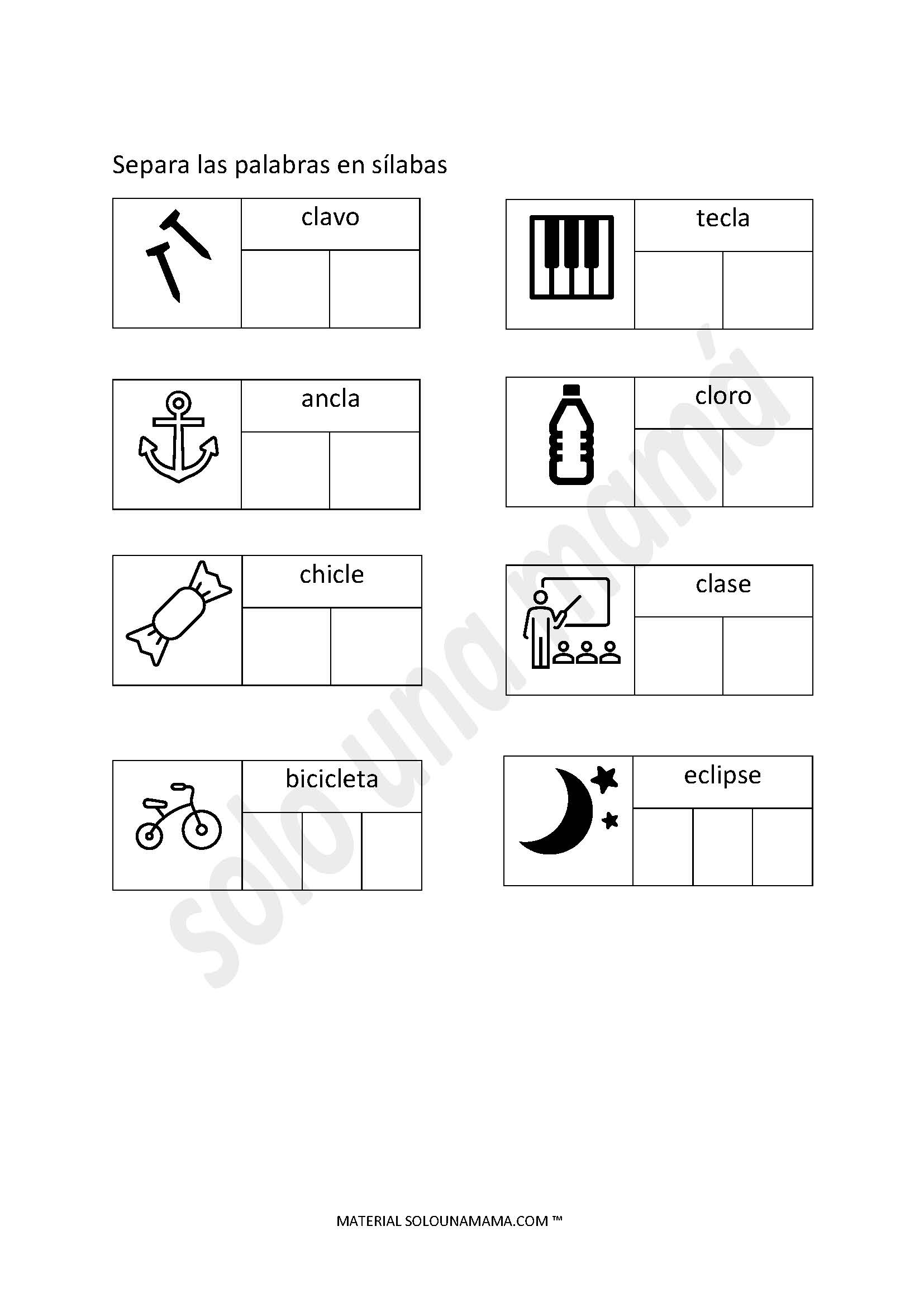 Ejercicios con la Sílaba Trabada CL - Sólo Una Mamá