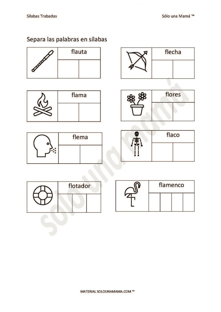 Ejercicios con Sílabas Trabadas FL - Sólo Una Mamá