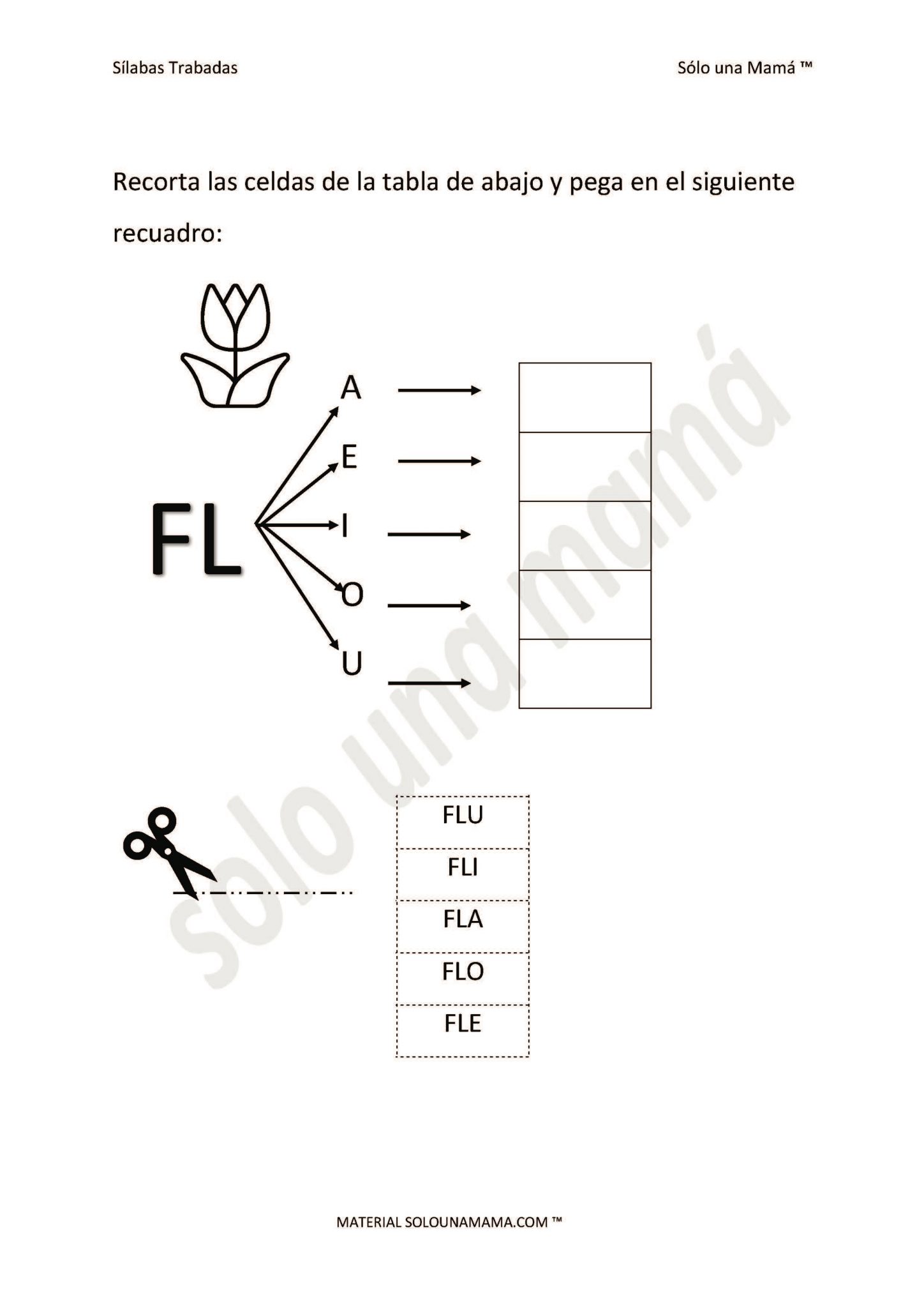 Ejercicios con Sílabas Trabadas FL - Sólo Una Mamá