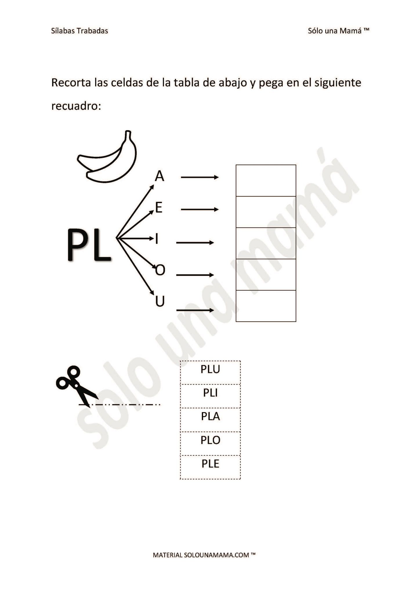 Ejercicios con Sílabas Trabadas PL - Sólo Una Mamá