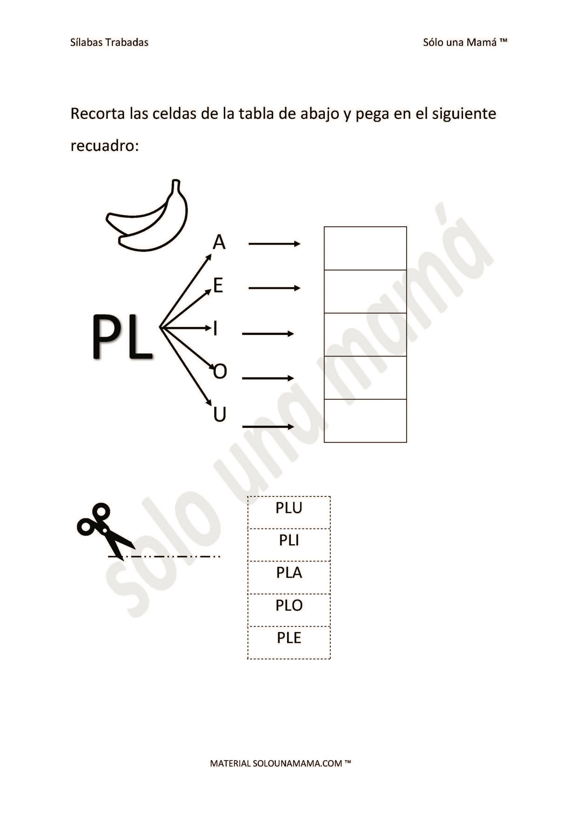 Ejercicios con Sílabas Trabadas PL - Sólo Una Mamá