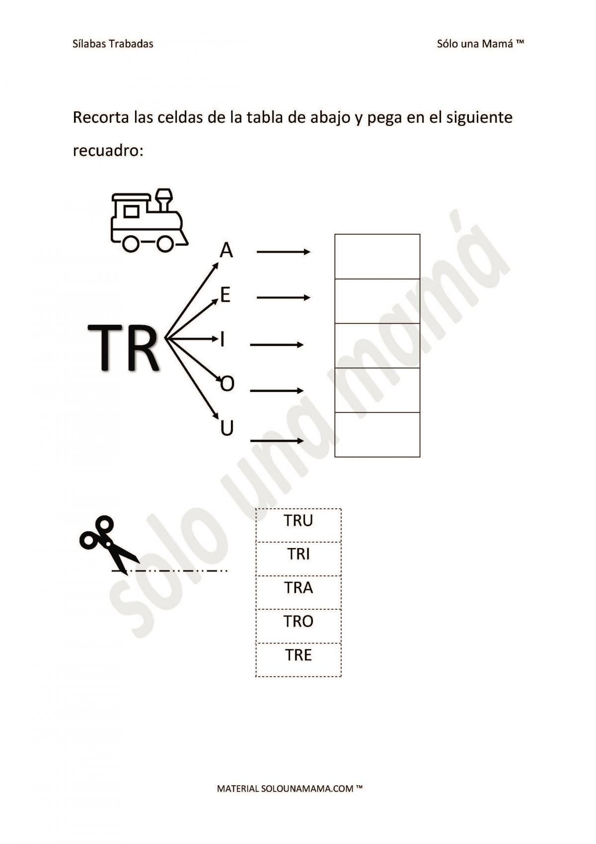 Ejercicios con Sílabas Trabadas TR - Sólo Una Mamá
