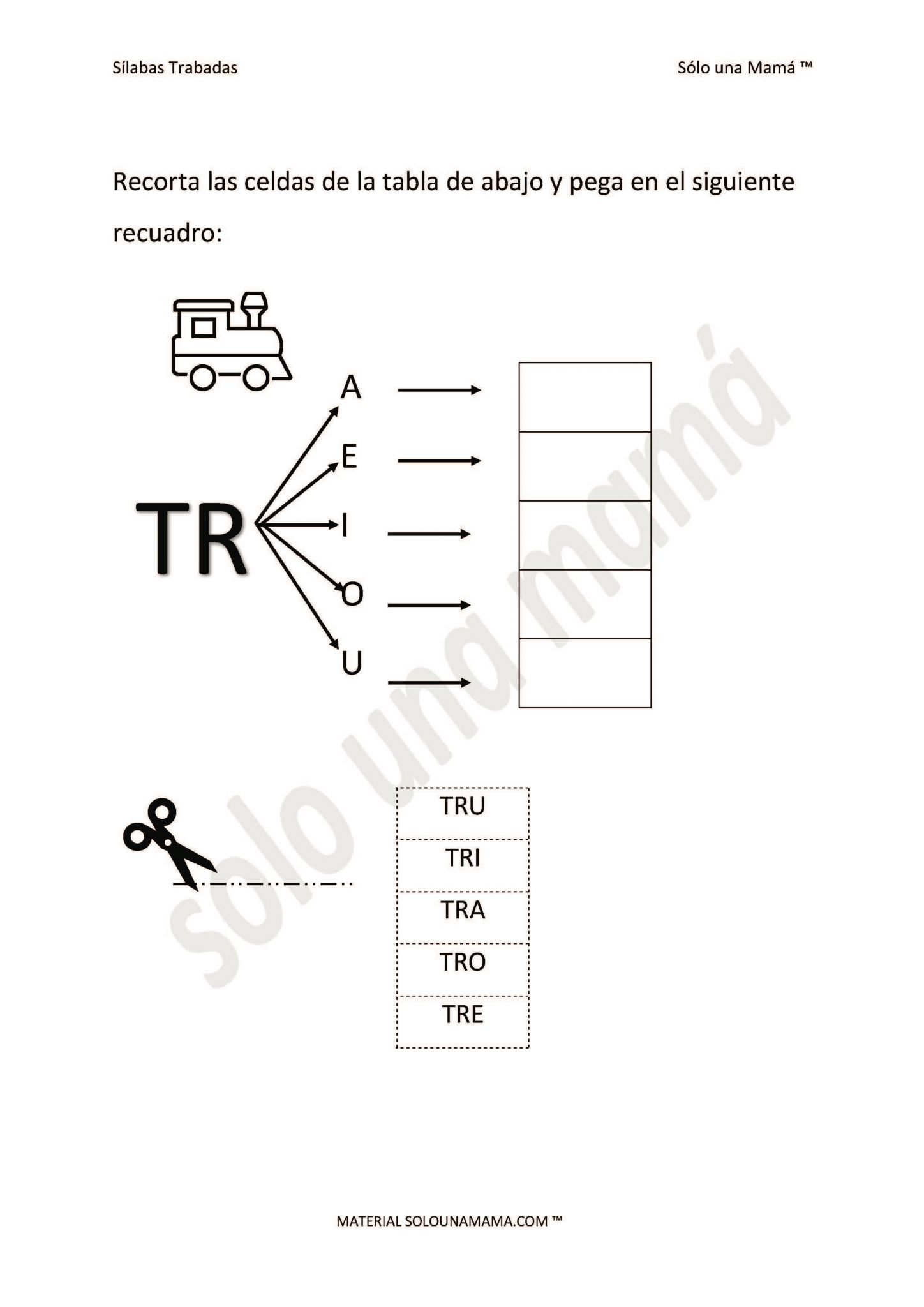 Ejercicios con Sílabas Trabadas TR - Sólo Una Mamá