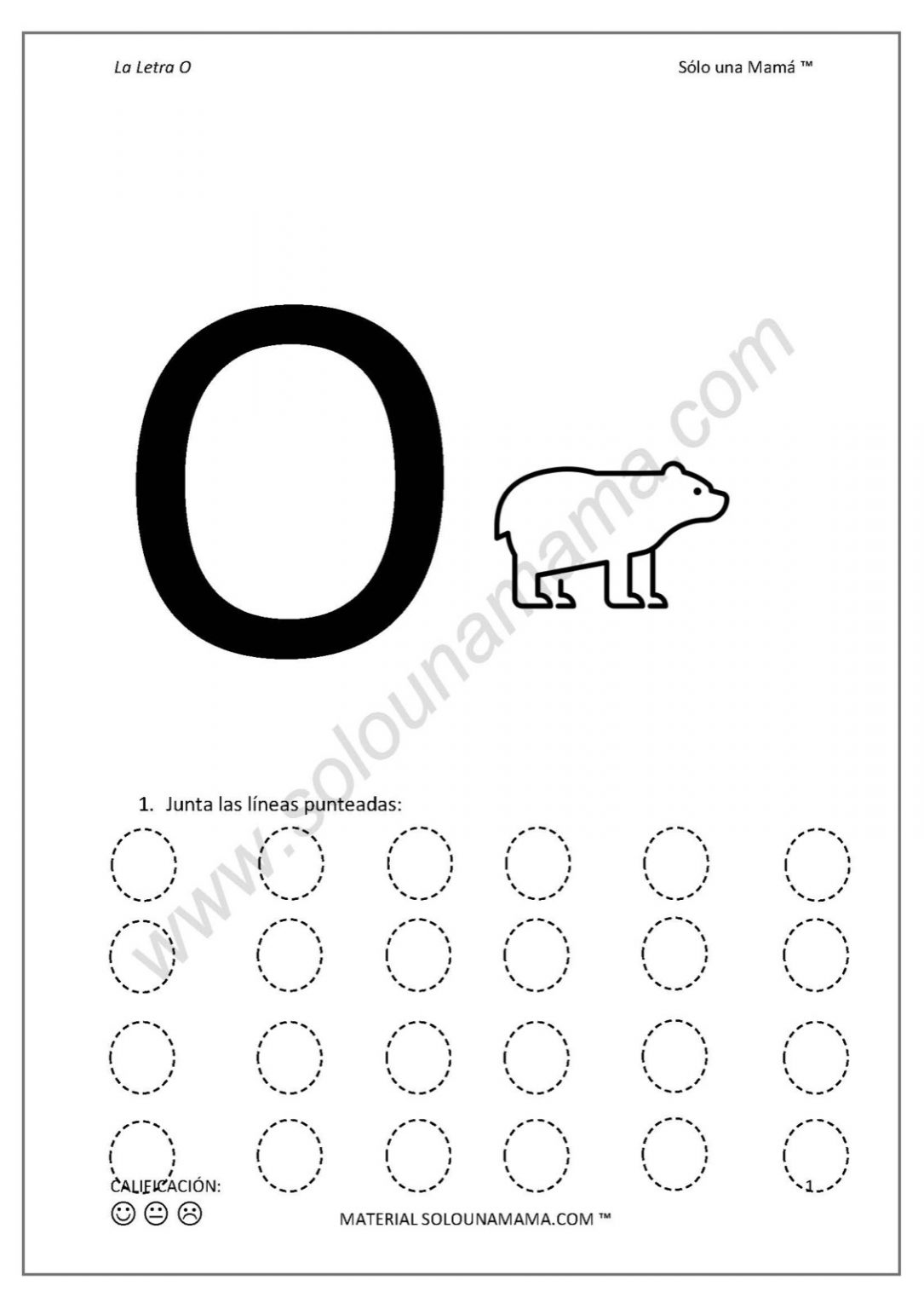 La letra O - Cuaderno de Ejercicios - Sólo Una Mamá!